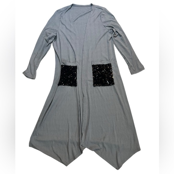 SHEIN | Sweaters | Shein X Plus Size Gray Maxi Cardigan Duster Maxi ...